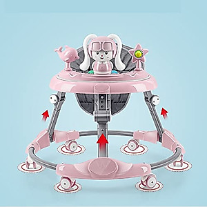 GPAIHOMRY Foldable Baby Walker, 6 Mute Universal Wheels Height Adjustable Walker, Anti-O Leg Folding Walker, Suitable for Girls Boys 6-18 Months (Color : Pink)
