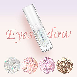 YMH BEAUTE Liquid Glitter Eyeshadow, Pigmented, Long Lasting, Quick Drying, Easy to Apply, Loose Glitter Glue for Eye Crystals Makeup (Transparent Flashing Colorful Sequins 01)