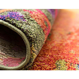 Unique Loom Estrella Collection Floral, Landscape, Abstract, Modern, Fields Area Rug, 5' 1" x 8' 0", Multi/Green