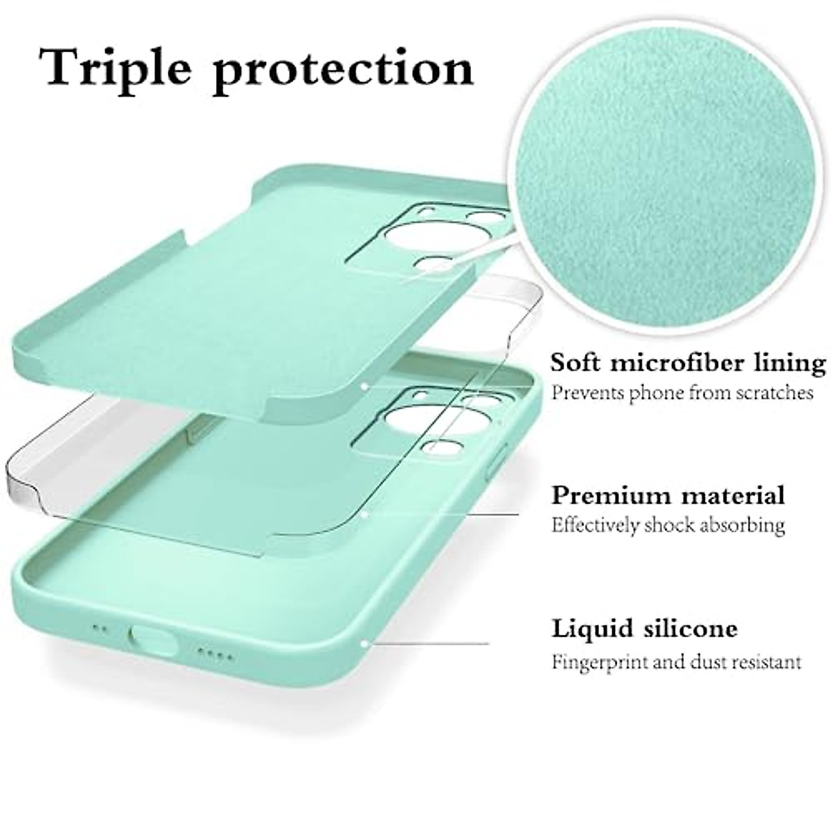 Tiwinxing Compatible with Huawei P60 Pro Case for Women Men, Ultra Slim Huawei P60 Pro Phone Case Silicone Liquid Soft Shockproof Anti-Scratch Protective Cases (Light Cyan)