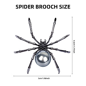 Parts Express Victorian Style Mother of Pearl Body and Micro Pave Spider Brooches Pins Silver Tone Goth Accessories Pins for Backpacks Aesthetic Brooch (black)