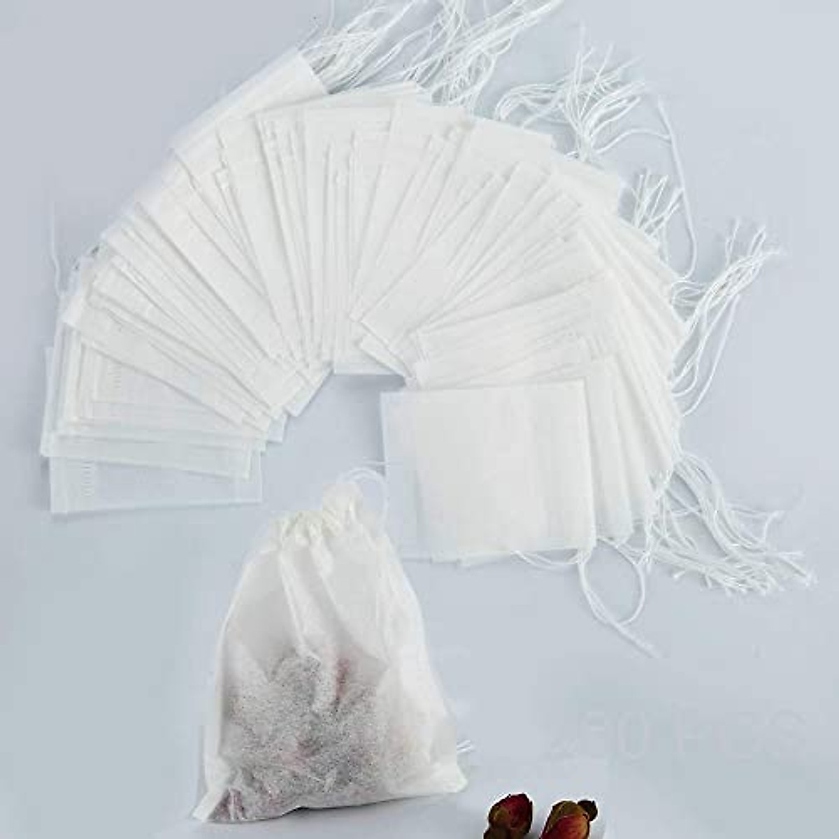 200Pcs Disposable Tea Filter Bags 2.75 x 3.54 inch Tea Infuser Natural Material Drawstring Tea Bag Empty Bags for Loose Tea