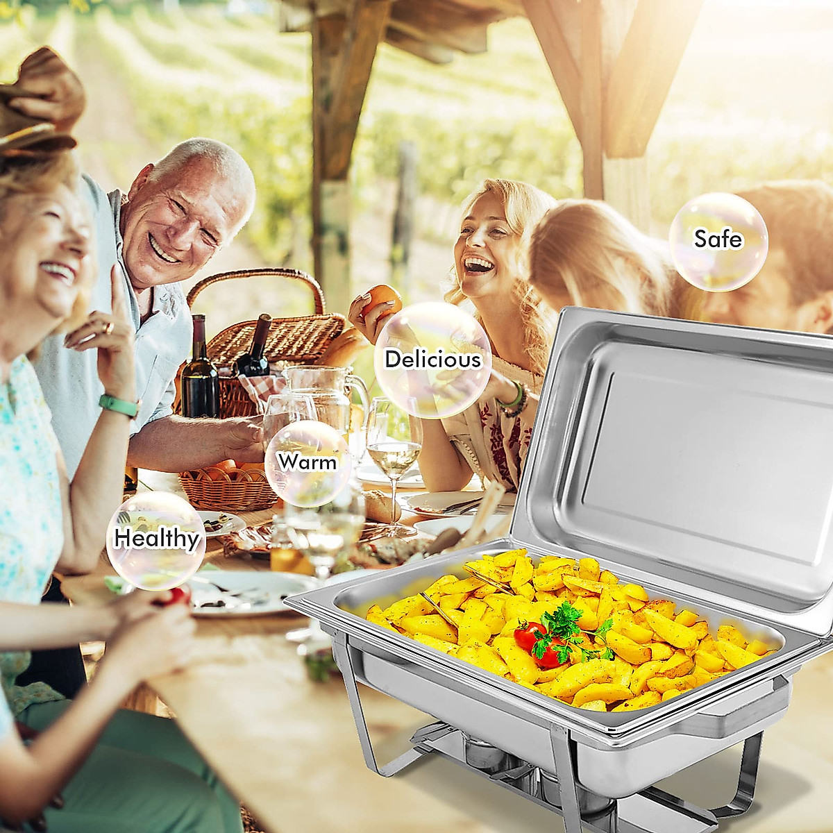 Happygrill 2 Pack Chafing Dish 9 Quart Chafing Dish High Grade Stainless Steel Chafer Dish Set