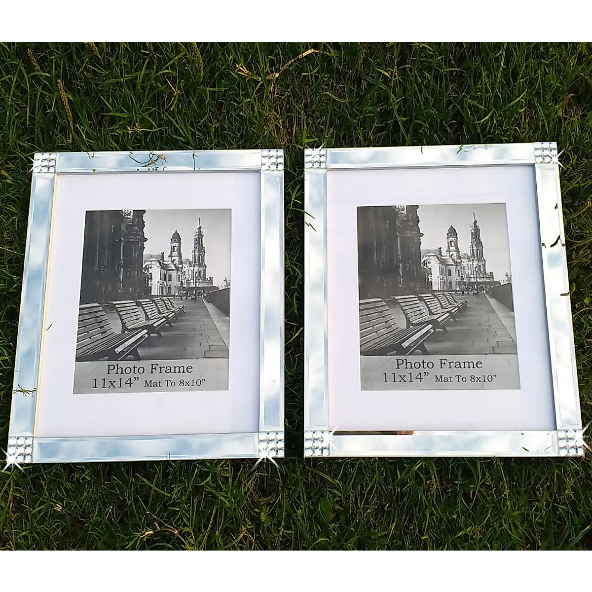 Meetart Standard Flat Silver Mirror Picture Frame 11x14 Inch With Mat For 8x10” Photo, Set Pack of 2 Piece, Wall Hang Portrait Or Landscape for Wall Decor Upgrade With Better Package。