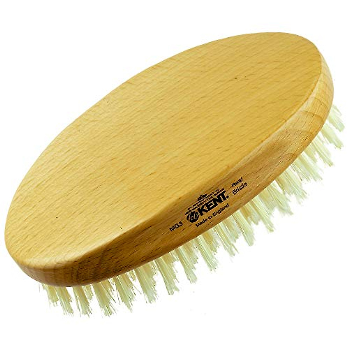 Kent MG3 Finest Men's Hair Brush & Beard Brush for Skin Care - 100% Natural White Boar Bristle Brush for Mens Grooming, Scalp Brush, 360 Wave, and Beard Straightener For Men's Hair Care