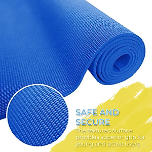 Hello Fit Kids Yoga Mats With Carrying Bags, 60" x 24" Exercise Mats, 4mm Non Slip Yoga Mat for Boys and Girls, Easy to Clean Kid's Workout Mat for Schools and Classrooms, 12 Pack, Dark Blue