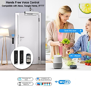 Smart WiFi APP Control Automatic Door Opener by Olideauto,WiFi Built in Receiver Olide-510FW,Compatible with Alexa,Google Assistant Voice Control Auto Door with Wireless Push Panels