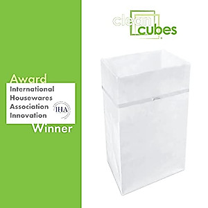 Clean Cubes 30 Gallon Trash Cans & Recycle Bins for Sanitary Garbage Disposal. Disposable Containers for Parties, Events, Recycling, and More. 3 Pack (White)