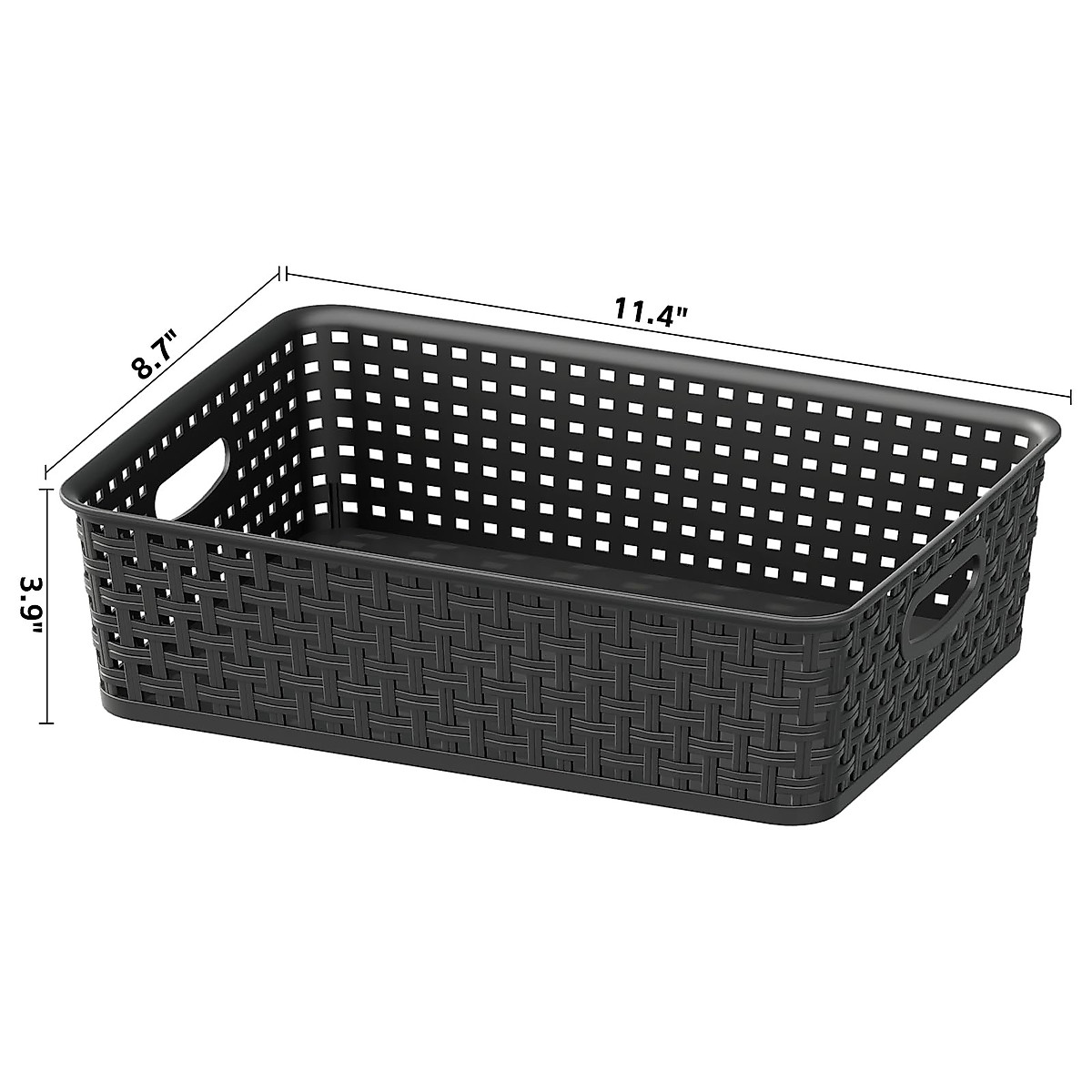 Sadstory 18 Packs A4 Size Plastic Woven Basket Tray, Black Plastic Paper Storage Trays