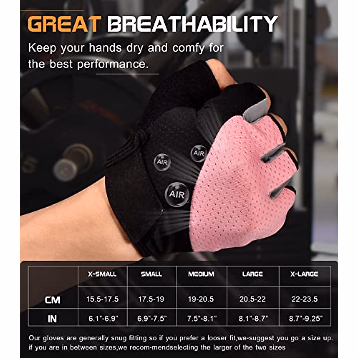 Sunnex Gym Gloves for Women, Workout Gloves Women, Fingerless Gloves for Weightlifting, Lightweight Breathable Fitness Gloves, Sports Gloves for Training Lifting Weight Cycling Climbing Rowing
