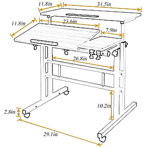soges Adjustable Stand Up Desk 23.6 inches Computer Mobile Desk Workstation with Standing and Seating (Oak)