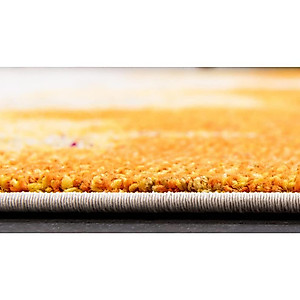 Unique Loom Estrella Collection Bright Colors, Abstract, Modern, Distressed Area Rug, 3' 3" x 5' 3", Yellow/Beige