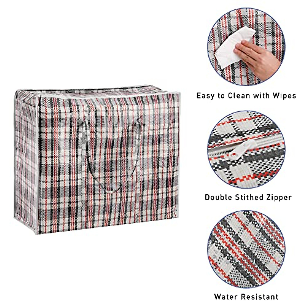 Hiceeden 9 Pack 108L Checkered Moving Storage Bags, Extra Large Travel Plaid Bag Alternative to Moving Boxes, Dorm Laundry Tote Organizer with Strong Zipper and Handle for Clothes, Pillows, Bedding, Red / Blue / Black