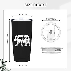 Yipaidel Grandma Bear 20 OZ Tumbler, Travel Coffee Mug, Stainless Steel Cup with Lid, Double Wall Vacuum Insulated Travel Mug Gifts for Men Women