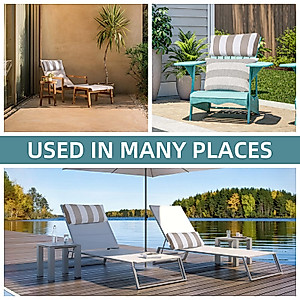 Rasugarlary Outdoor Chair Pillows, 4 Pack Chaise Lounge Headrest Pillows Striped Pool Lounge Chair Pillows with Strap Recliner Pillow for Patio Garden Beach Balcony (Khaki)