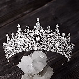 SWEETV Tiaras and Crowns for Women, Crystal Princess Crown, Wedding Tiara for Bride, Silver Rhinestone Headdress for Birthday Prom Party Homecoming, for Ages 15+