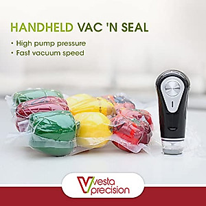 Vacuum Sealer by Vesta Precision - Handheld Vac 'n Seal | Extends Food Freshness | Fast and Powerful Vacuum | Compact Design | Long Battery Life | Works with valved Vacuum Bags, Bottles, and Canisters