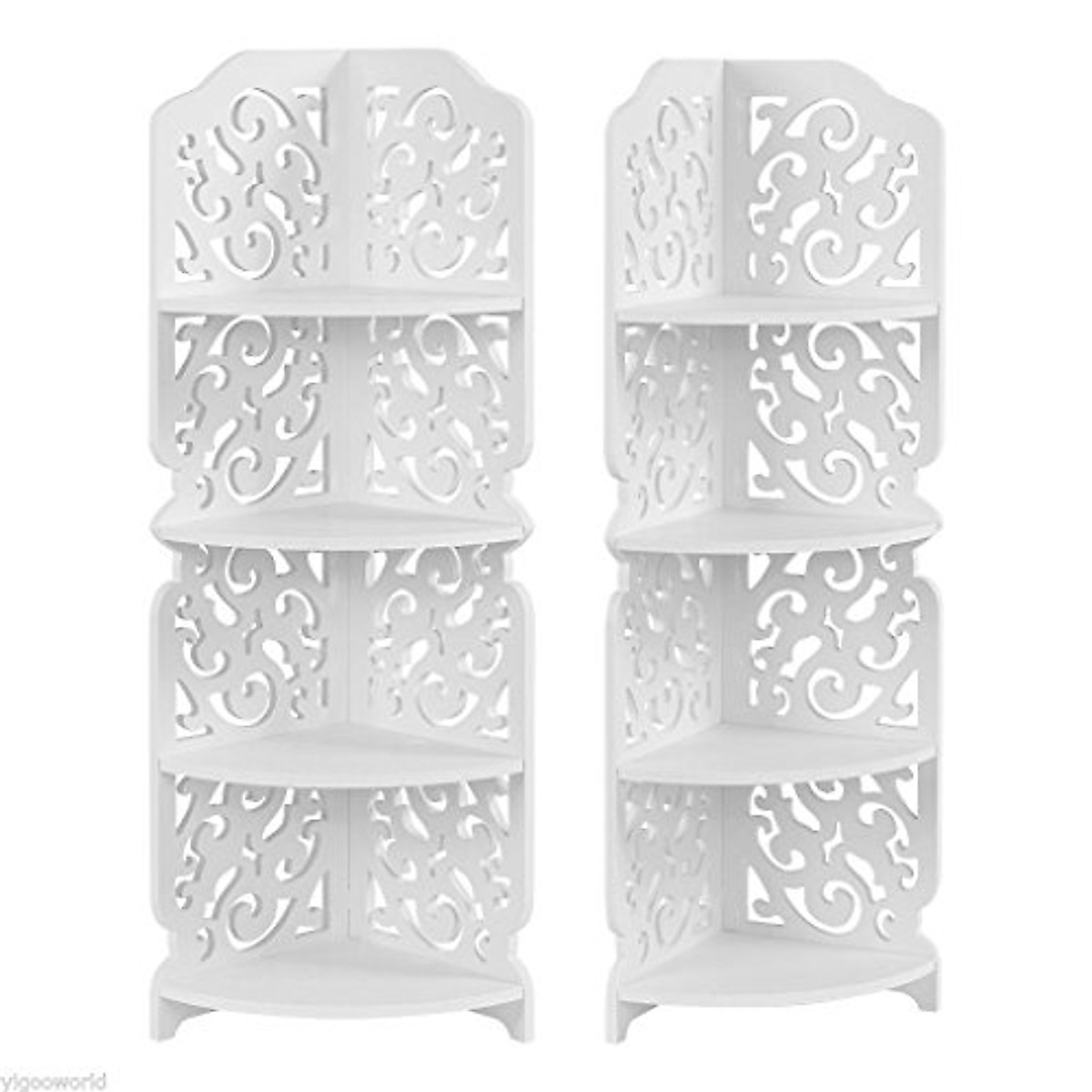 Jerry & Maggie - 4 Tier Storage Closet Organizer 1/4 Cylinder Deluxe Free Stand Shelving Shelves Rack Curve Cabinet - WPC White