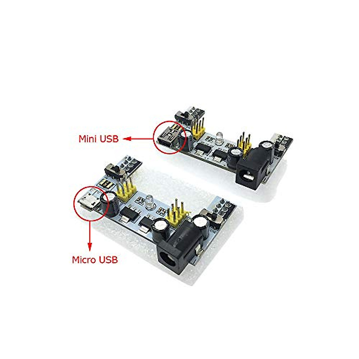MB102 Mini Micro USB Interface Breadboard Power Supply Module MB-102 Module for DIY Kit White DC 7-12V 2 Channel Board,Micro USB