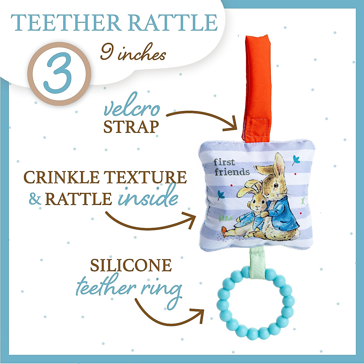 KIDS PREFERRED Beatrix Potter Peter Rabbit Gift Set with Stuffed Animal, Rattle, and Teether