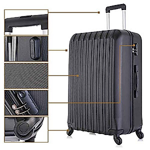 Fridtrip 4 Piece Luggage Sets Hard Shell Lightweight ABS Luggage Suitcase with Durable Spinner Wheels 16" 20" 24" 28" (Black)
