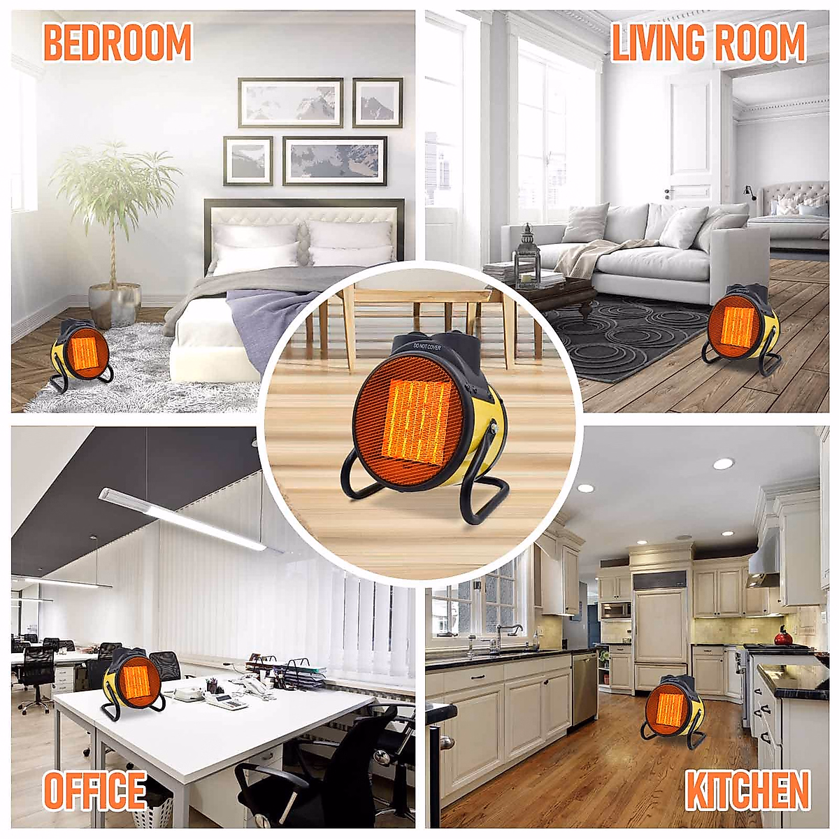 AgiiMan Outdoor Patio Heater - Portable Electric Garage Heater for Outdoor Use, Space Greenhouse Heaters with Long Cord, Heat Up in 1S, Adjustable Heating Settings, Small Fan Heaters for Patio, Garage