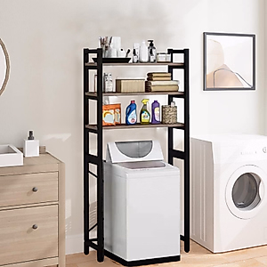 curfair 3 Tier Over The Toilet Storage, Laundry Room Over Toilet/Dryer/Washer Shelf, Toilet Stand Dryer/Washing Machine Rack, Bathroom Space Saver Over Toilet Organizer Rack Black