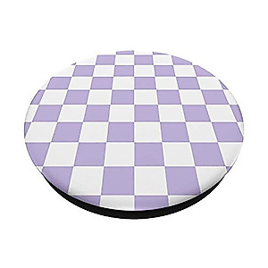 Checkerboard Purple and White - Checkered Pattern Checker PopSockets Swappable PopGrip