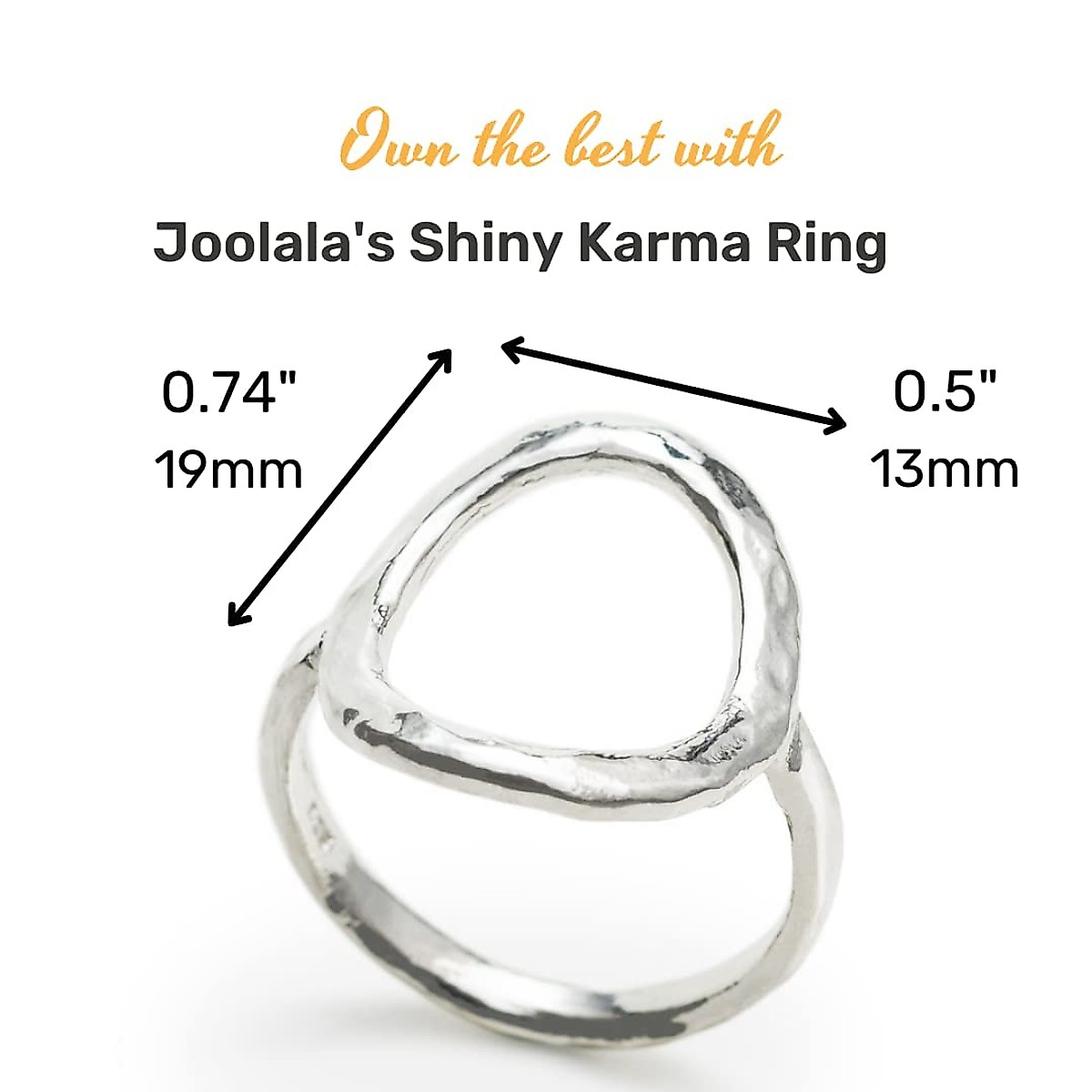 Joolala 925 Sterling Silver Karma Open Circle Round Ring Women’s Ring Elegant and Stylish – Minimalistic Oxidized Finish – Ideal Everyday, Casual, Promise Ring, Anniversary (9)