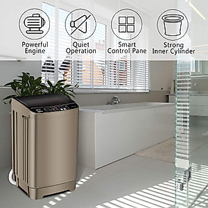 Full-Automatic Washing Machine 15.6lbs, Krib Bling Portable Compact Laundry Washer with Drain Pump, 10 Wash Programs 8 Water Levels with LED Display