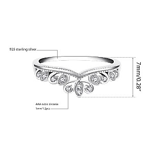 Uloveido Women's 925 Sterling Silver Princess Crown Tiara Wedding Ring Guard Enhancer 2pcs Stack Rings Set Y1525 (Size 8)