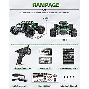 HAIBOXING 1:18 Scale All Terrain RC Car 18859E, 36 KPH High Speed 4WD Electric Vehicle with 2.4 GHz Remote Control, 4X4 Waterproof Off-Road Truck with Two Rechargeable Batteries