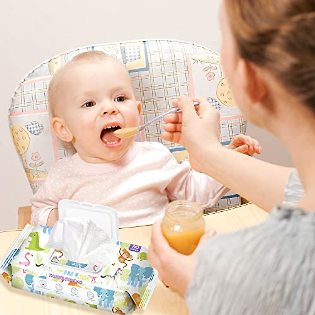 Baby Wipes - HAPPY BUM Sensitive Water Baby Diaper Wipes, Hypoallergenic, Unscented, 4 Flip-top packs (320 Wipes Total)