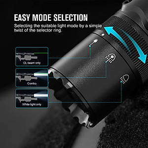 OLIGHT Odin GL M 1500 Lumens MLOK Mount Rechargeable Tactical Flashlight with Green Beam and White LED Combo, Removable Slide Rail Mount and Dual-Button Remote Pressure Switch (Black)