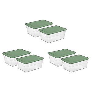 Sterilite Multipurpose 16 Quart Clear Plastic Storage Tote Container Bins with Opaque Lids for Home and Office Organization, Set of 2 (3 Pack)