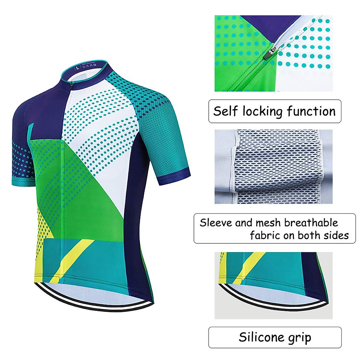 Men's Cycling Bike Jerseys Short Sleeve with 3 Rear Pockets- Moisture Wicking, Full Zipper Biking Shirt, Quick Dry, Breathable Mountain Bike Shirt (0507,XL)