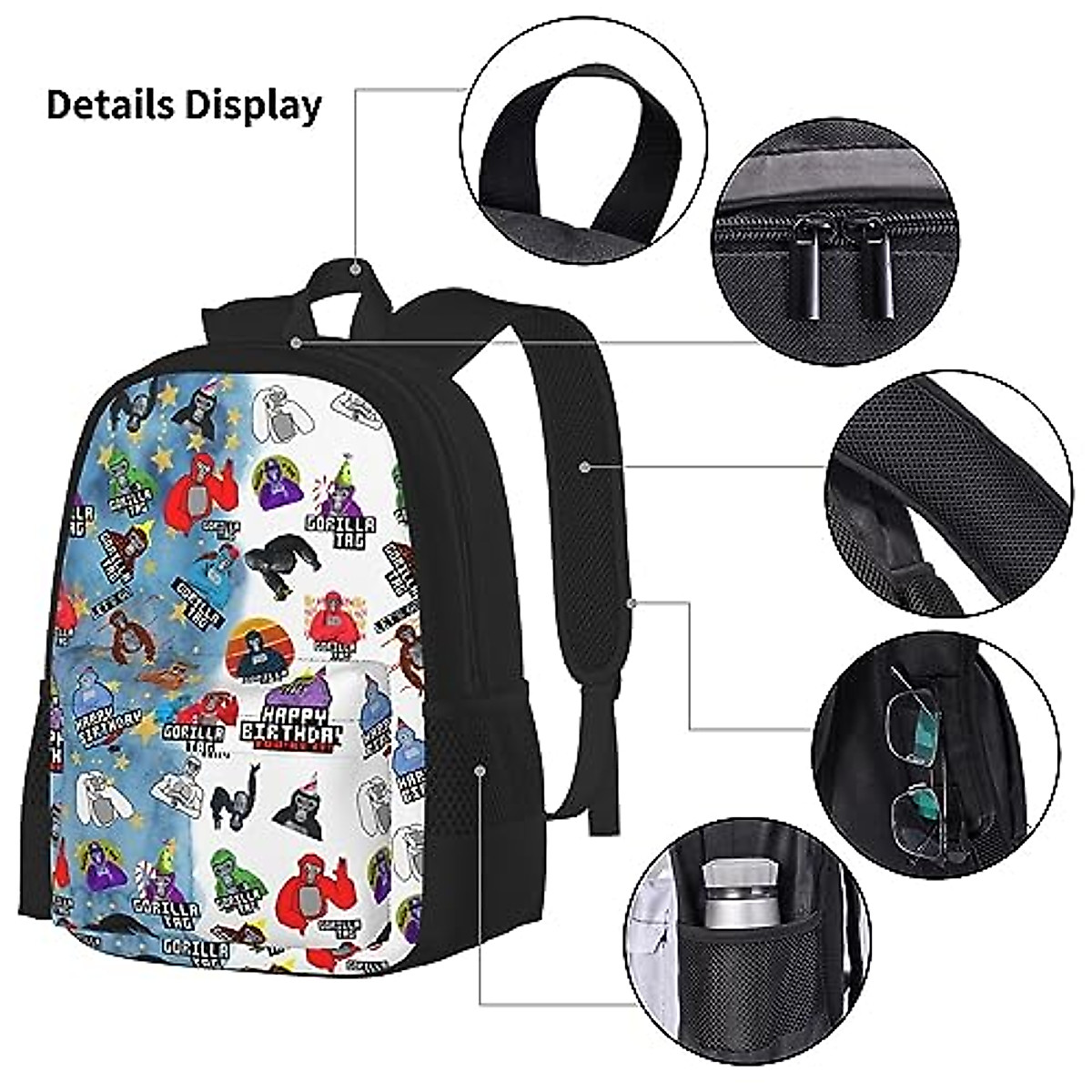 Moare Gorilla Tag Backpacks Set with Backpacks Lunch Bag Pencil Case Pencil Bag