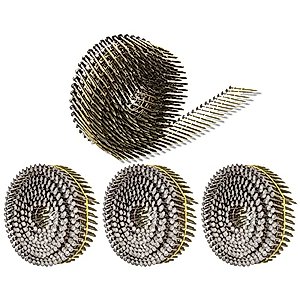 Siding Nails 1-1/2-Inch x .092-Inch 15-Degree Collated Wire Coil, Full RoundHead, Ring Shank Hot-Dipped Galvanized 1600 Count for Rough Nailing of Lathing and Sheathing Materials by BOOTOP