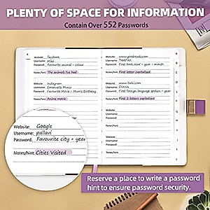 Password Book with Lock, Password Keeper with Alphabetical Tabs, Password Organizer for Computer and Internet Address Website Login, Gifts for Home and Office, 5.6''x 8''-Brown