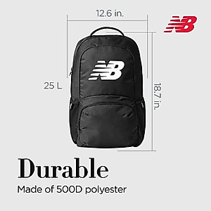 Concept One New Balance Laptop Backpack, Team Travel Sports Gym Bag for Men and Women, Black, 18 Inch