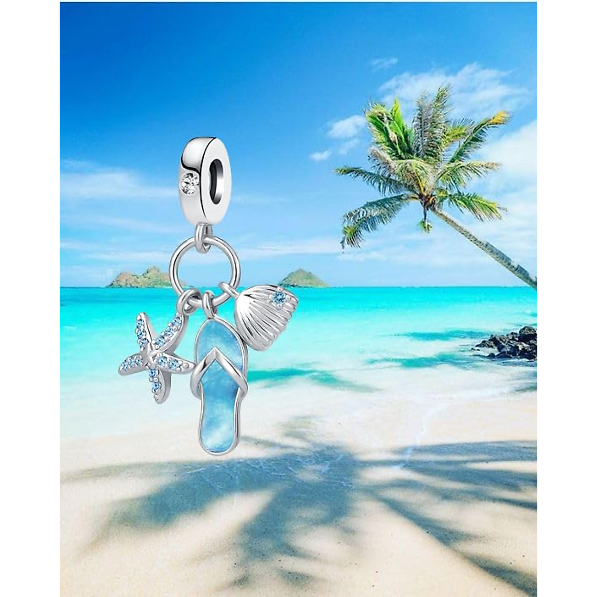 NanMuc Summer Beach Starfish Flip Flop Sliper Shell Charms for Pandora Bracelets