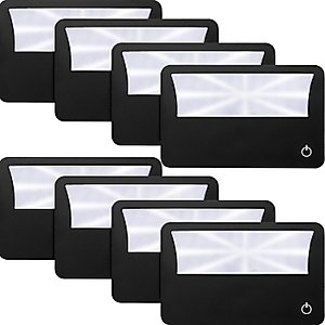 8 Pieces Credit Card Magnifier Bundle Wallet Purse Magnifying Glass LED Illuminated Magnifier 3X Pocket Card (Black)