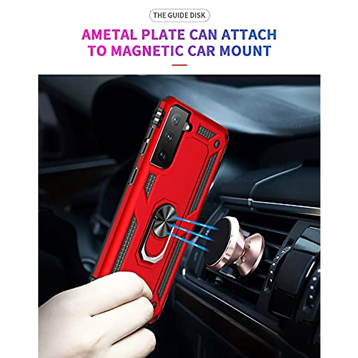 SunRemex Samsung S21 FE Case [Not Fit Samsung S21 Phone ] Galaxy S21 FE Case with Tempered Glass Screen Protector,Kickstand [Military Grade] Protective Cover for Samsung Galaxy S21 FE (Red)