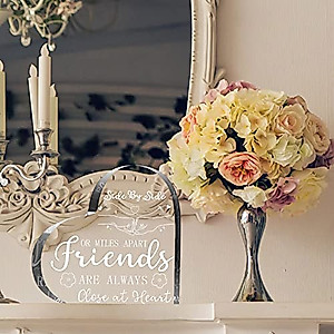 Friend Birthday Gifts for Women Keepsake Paperweight Friendship Gifts for Friends Acrylic Christmas Friends Gift with Quotes Side by Side or Miles Apart Friends Are Always Close at Heart (Flower)