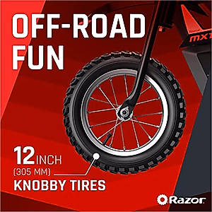 Razor MX125 Dirt Rocket Electric-Powered Dirt Bike with Authentic Motocross Dirt Bike Geometry, Rear-Wheel Drive,100-watt, high-Torque, Chain-Driven Motor, for Kids 7+