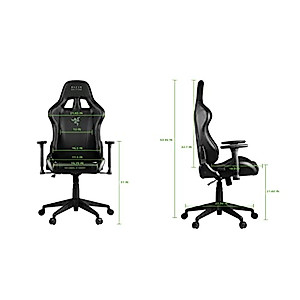 Tarok Essentials - Razer Edition Gaming Chair by Zen - Razer Chair Gaming - Video Game Chairs - Lime Green Gaming Chair - PC Gaming Chair Black Office Desk Chair Adult Leather XL Lumbar Support Gamer