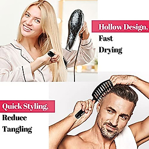 Detangler Brush 2 Pack, HIPPIH Hair Brushes for Women, Men, Kids Wet & Dry Hair, Curved Voremy Magical Brush Detangler, Fast Drying Styling Hair Brush, Make Hair Shiny & Healthier Anti-Static Hairbrush