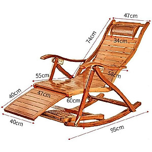 Zero Gravity Chair Lounge Chair Bamboo Recliner Wood Lounge Chair Folding Lunch Break Zero Gravity Relax Neck Pillow for Leisure Garden Folding Recliner Chair Patio Lounge Chair (Color : E+Cushion)