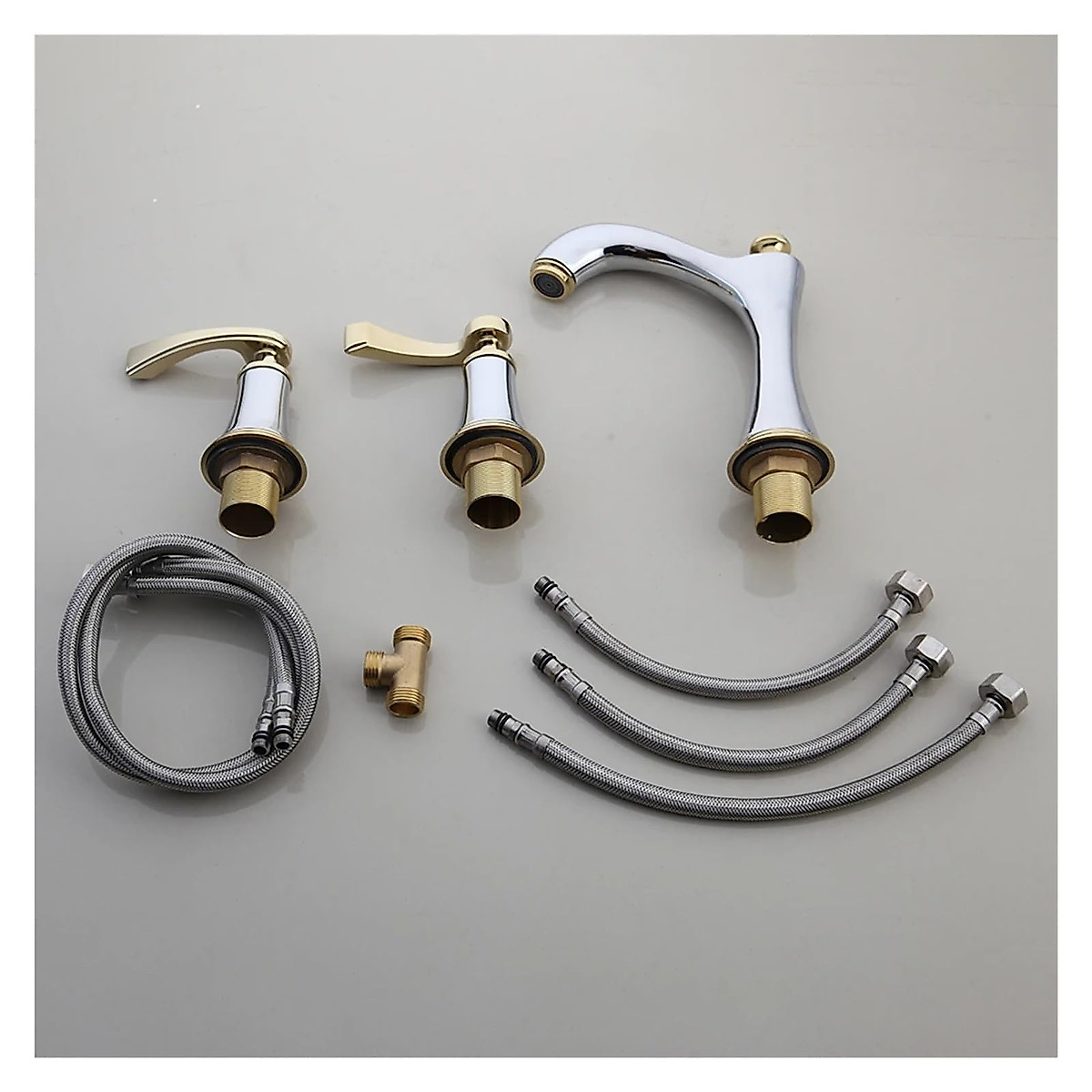 ItoNc Matte Black Gold Bathroom Faucet Base Handle Chrome Plated Brass 3 Piece Bathtub Basin Faucet Taps,Kitchen faucets