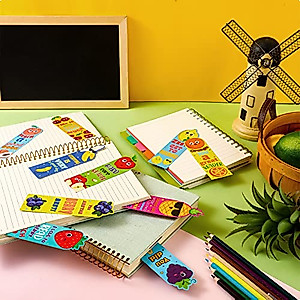 60 Pieces Scratch and Sniff Bookmarks Kids Scented Bookmarks Educational Bookmark Assorted Smelly Bookmarks for Kids Students Reader, 12 Styles, 12 Scents (Fruit Style, Fruit Smell)